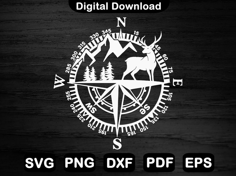 Deer Svg Wilderness Svg Compass Svg Deer Hunting Svg - Etsy