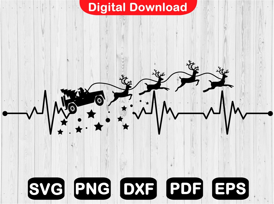 Santa off Road Heart Beat Svg, Ekg off Road Design, Christmas off Road ...