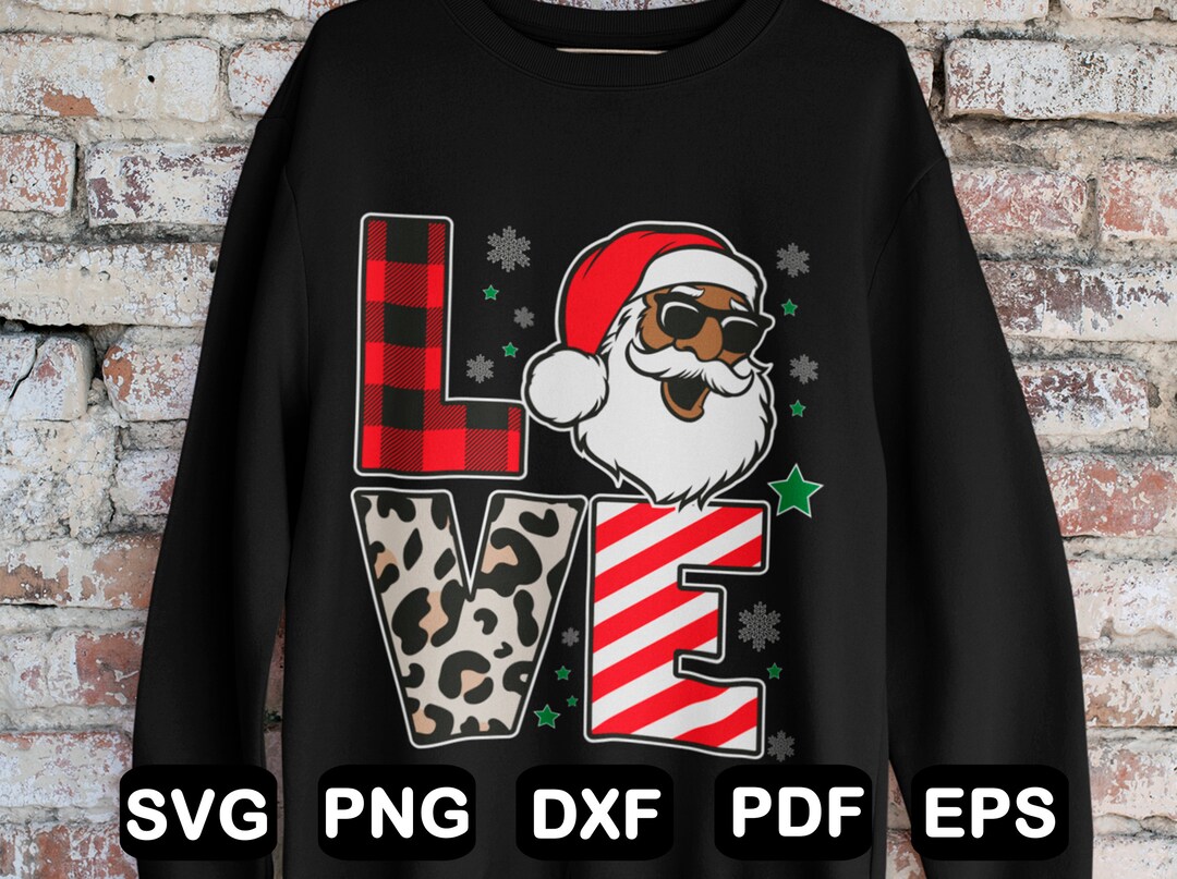 Black Santa Shirt Design Svg, Love Black Santa Svg, Black Santa Claus ...