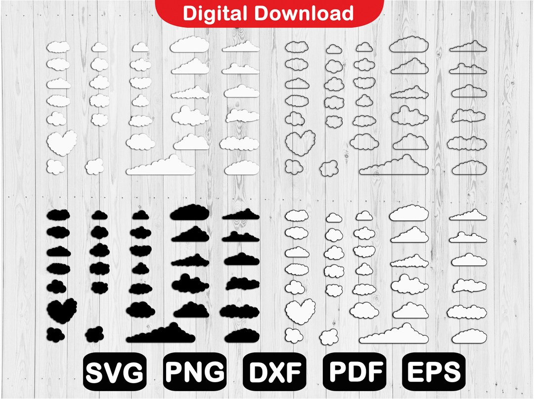 Clouds Svg Bundle, Cloud Cut Files, Cloud for Cricut, Cloud Silhouette ...
