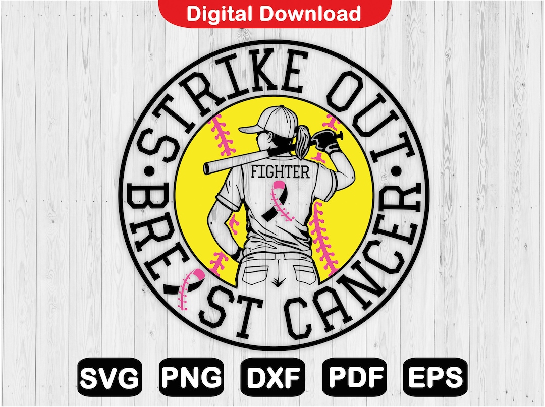 Strike Out Breast Cancer Svg, Softball Breast Cancer Svg, Breast Cancer ...