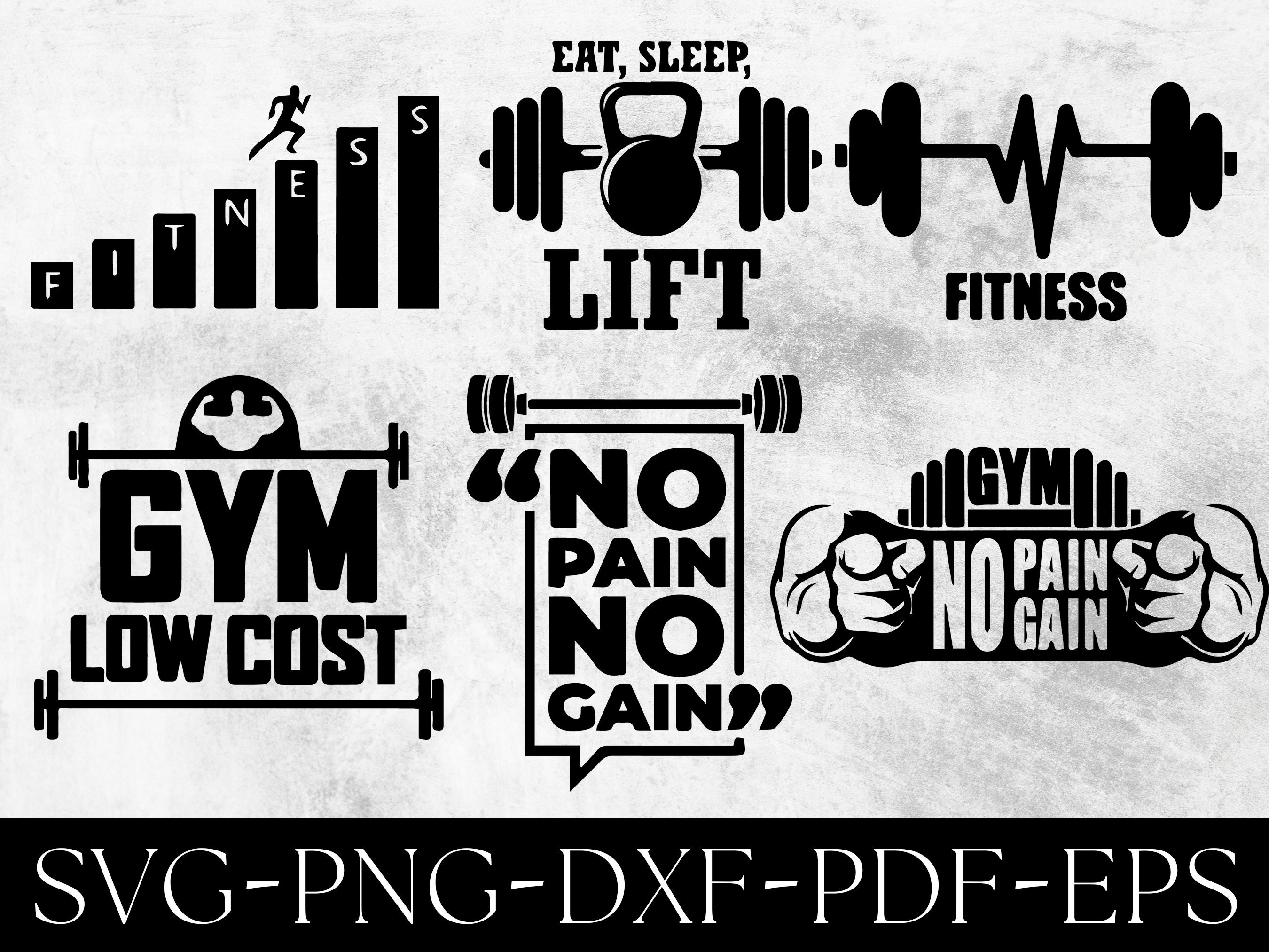 Fitness Svg Bundle, Gym Workout Inspirational Sign Svg, Motivation Svg ...
