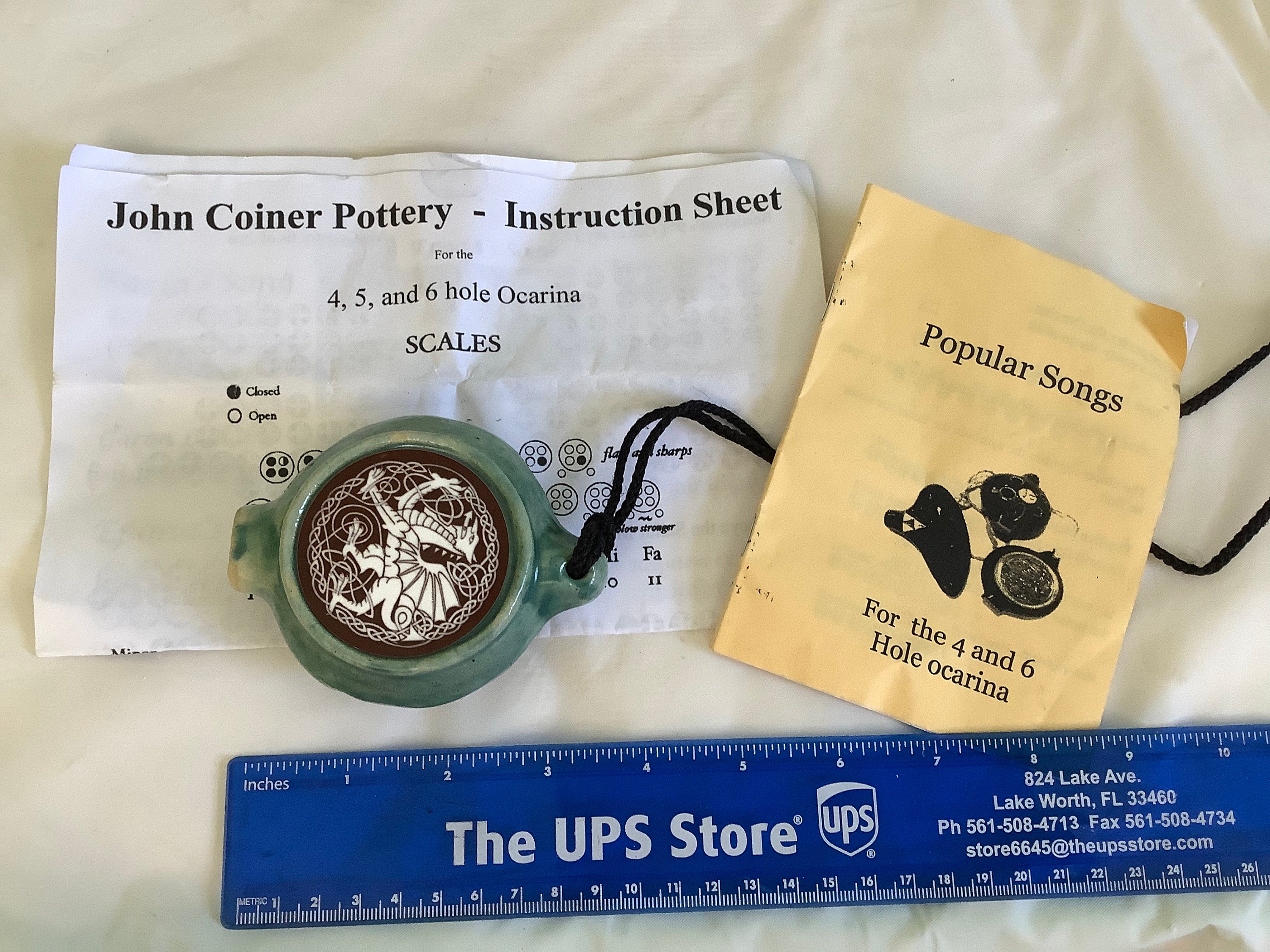 John Coiner Pottery Four Hole Ocarina Instruction Sheet & Song Booklet ...