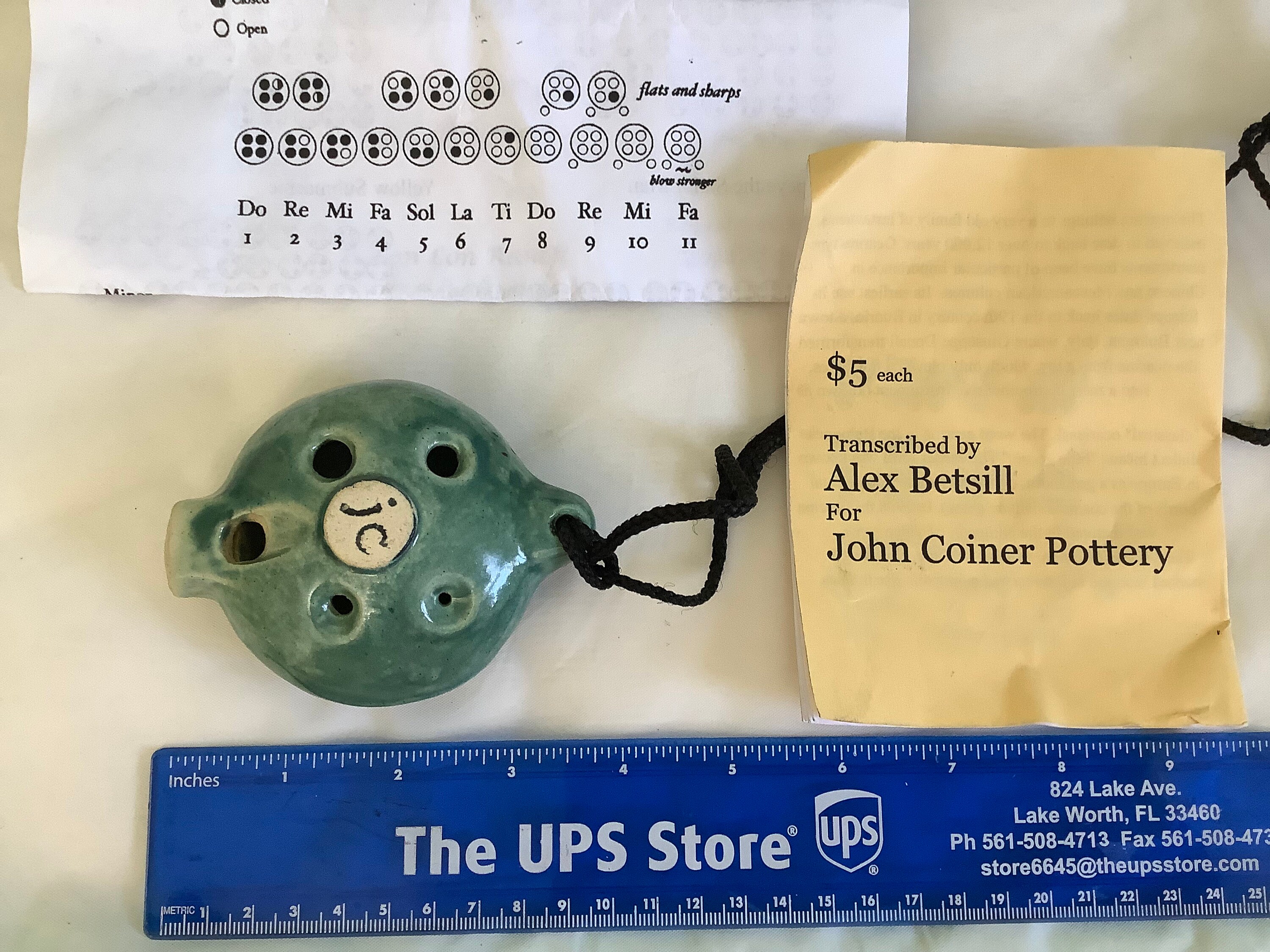 John Coiner Pottery Four Hole Ocarina Instruction Sheet & Song Booklet ...
