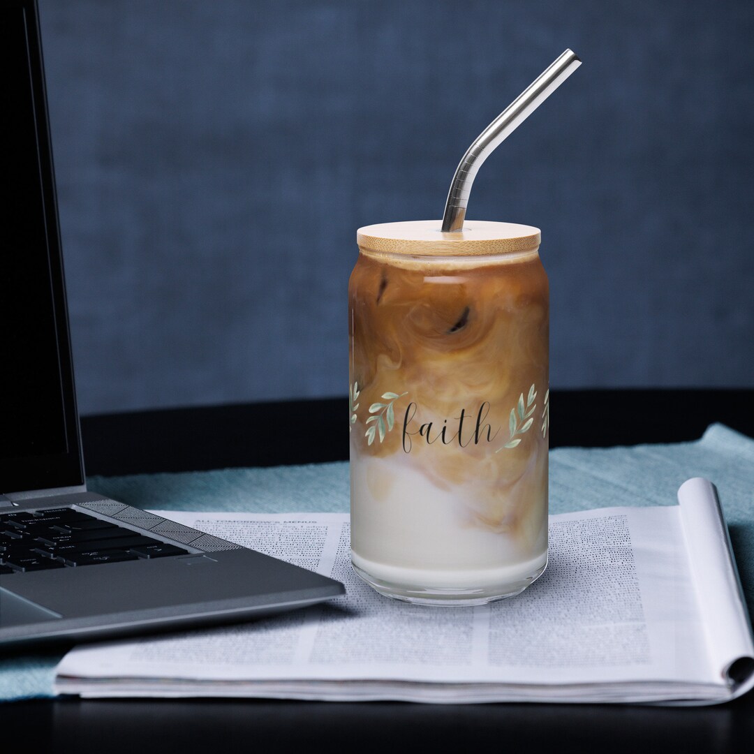Faith Glass With Lid and Straw Christian Glass Faith Tumbler Christian ...