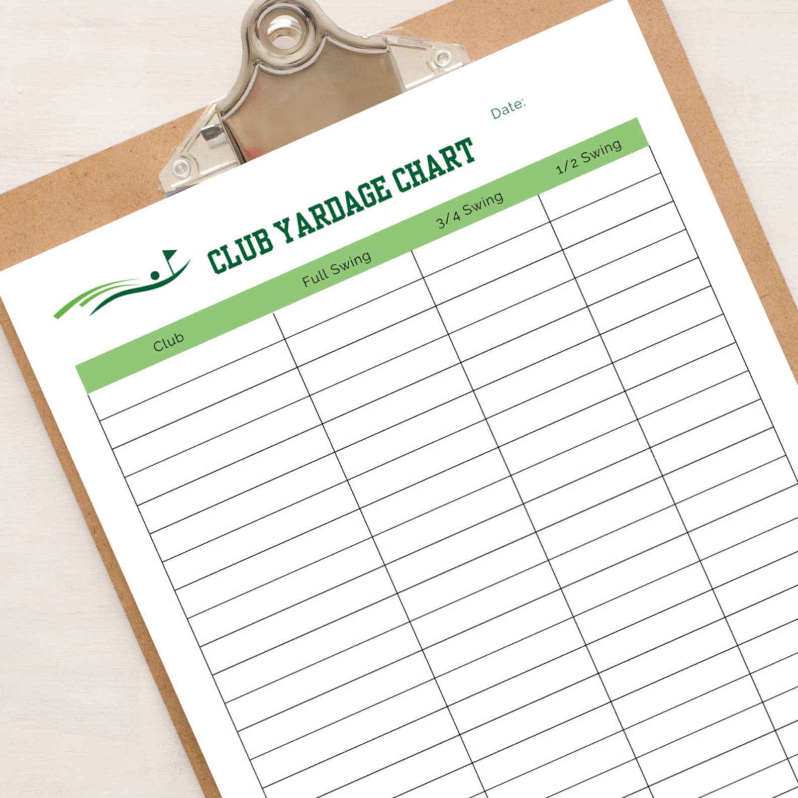 Golf Yardage Chart Golf Club Yardage Tracking Chart for Golfers New ...