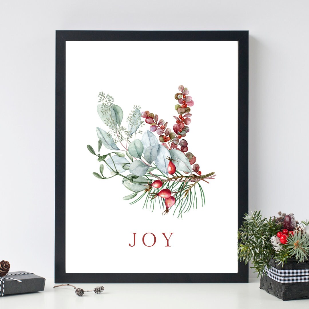 Joy Christmas Wall Art Joy Home Decor Joy Printable Christmas Artwork ...