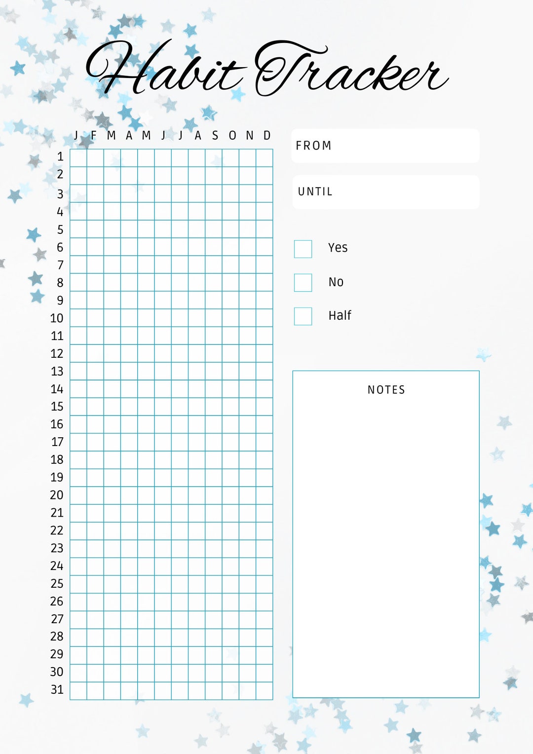Habit Tracker Digital Printable Daily Habits Tracking Daily Tracking ...