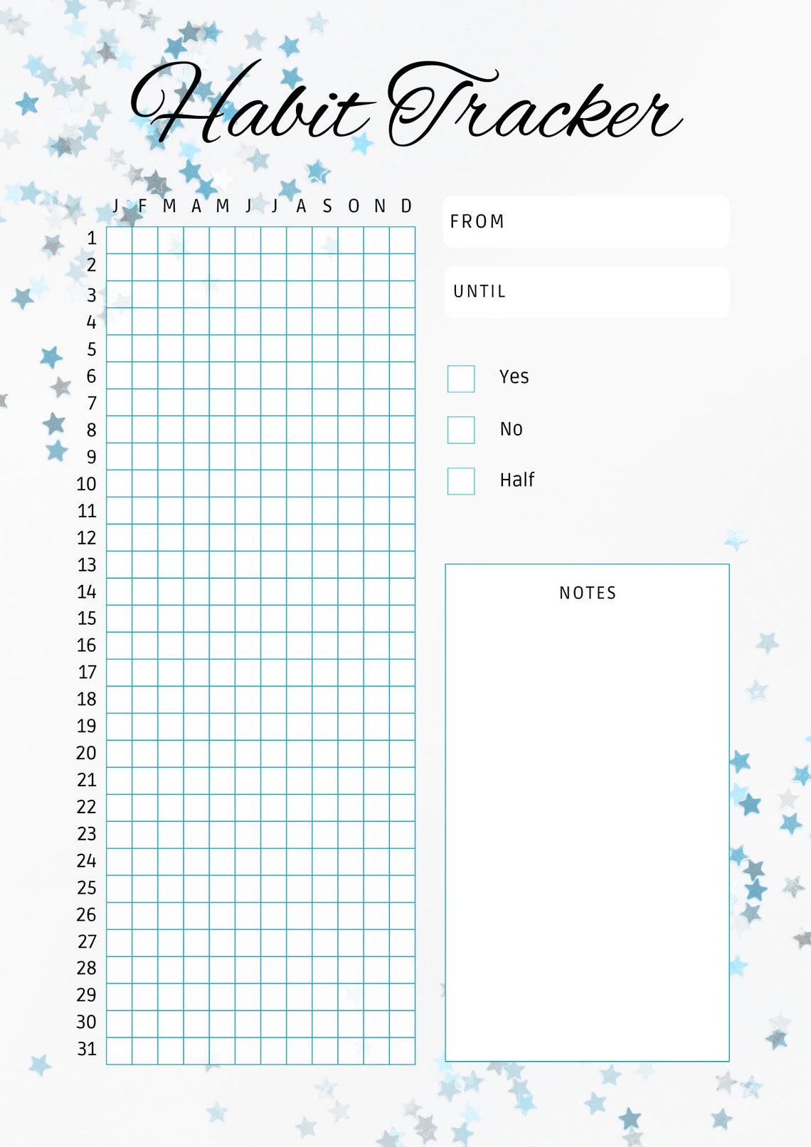 Habit Tracker Digital Printable Daily Habits Tracking Daily Tracking ...