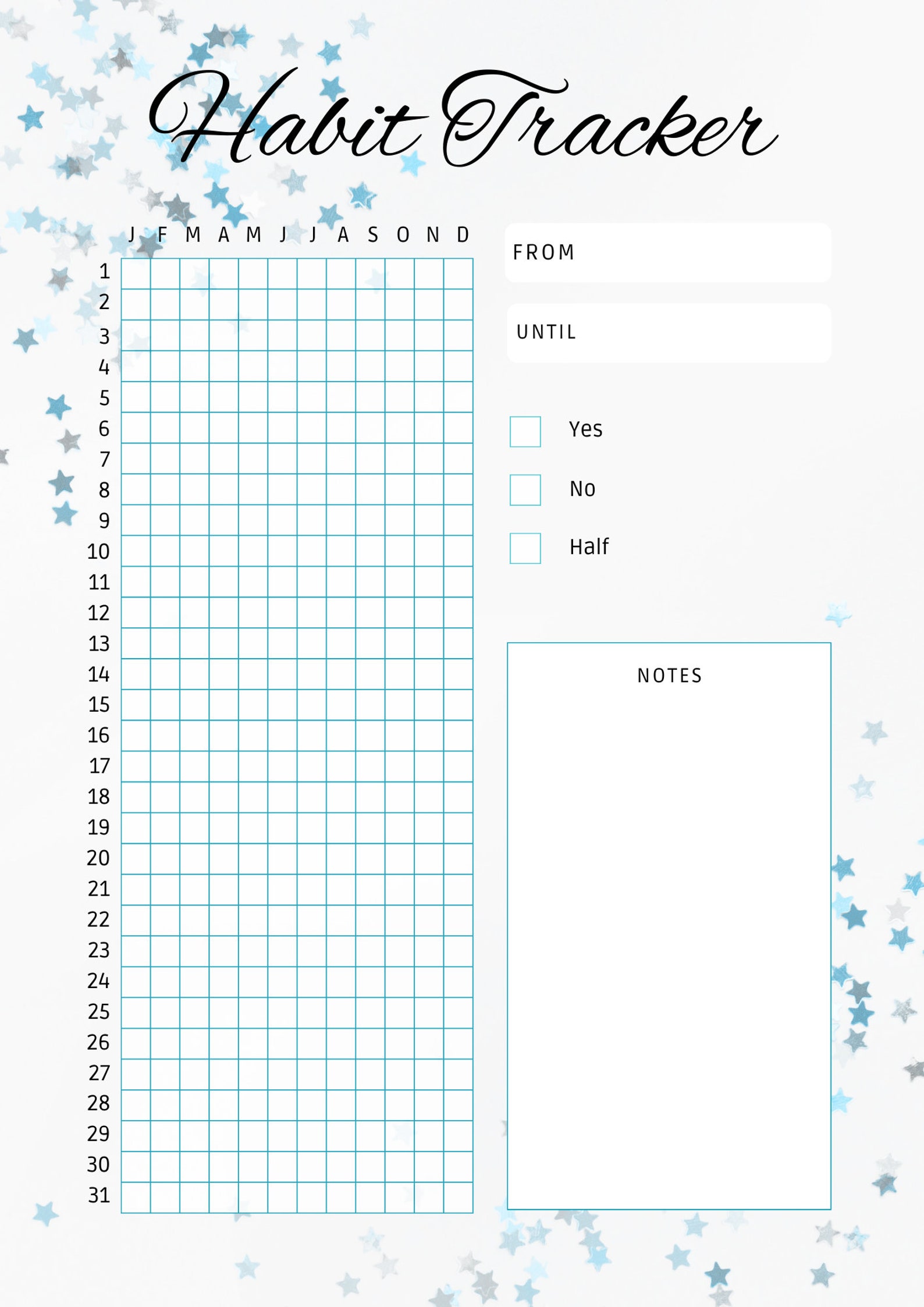 Habit Tracker Digital Printable Daily Habits Tracking Daily Tracking ...