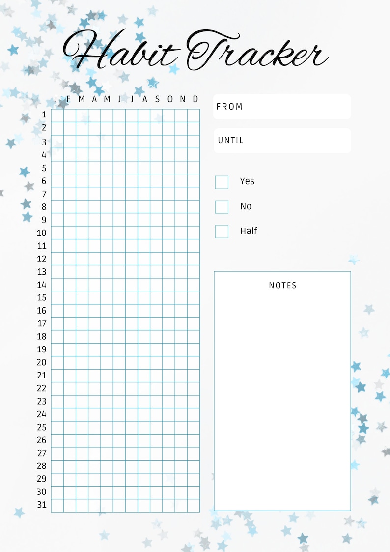Habit Tracker Digital Printable Daily Habits Tracking Daily Tracking ...