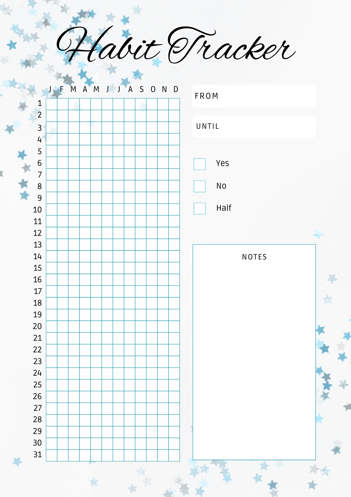 Habit Tracker Digital Printable Daily Habits Tracking Daily Tracking ...