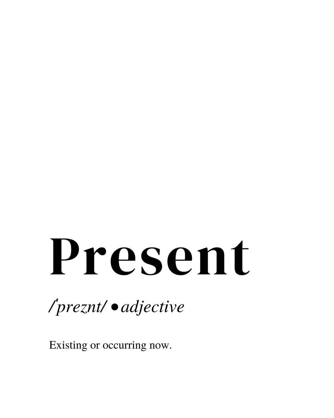 Present Definition Art Print Present Wall Art Words Present Wall Decor ...