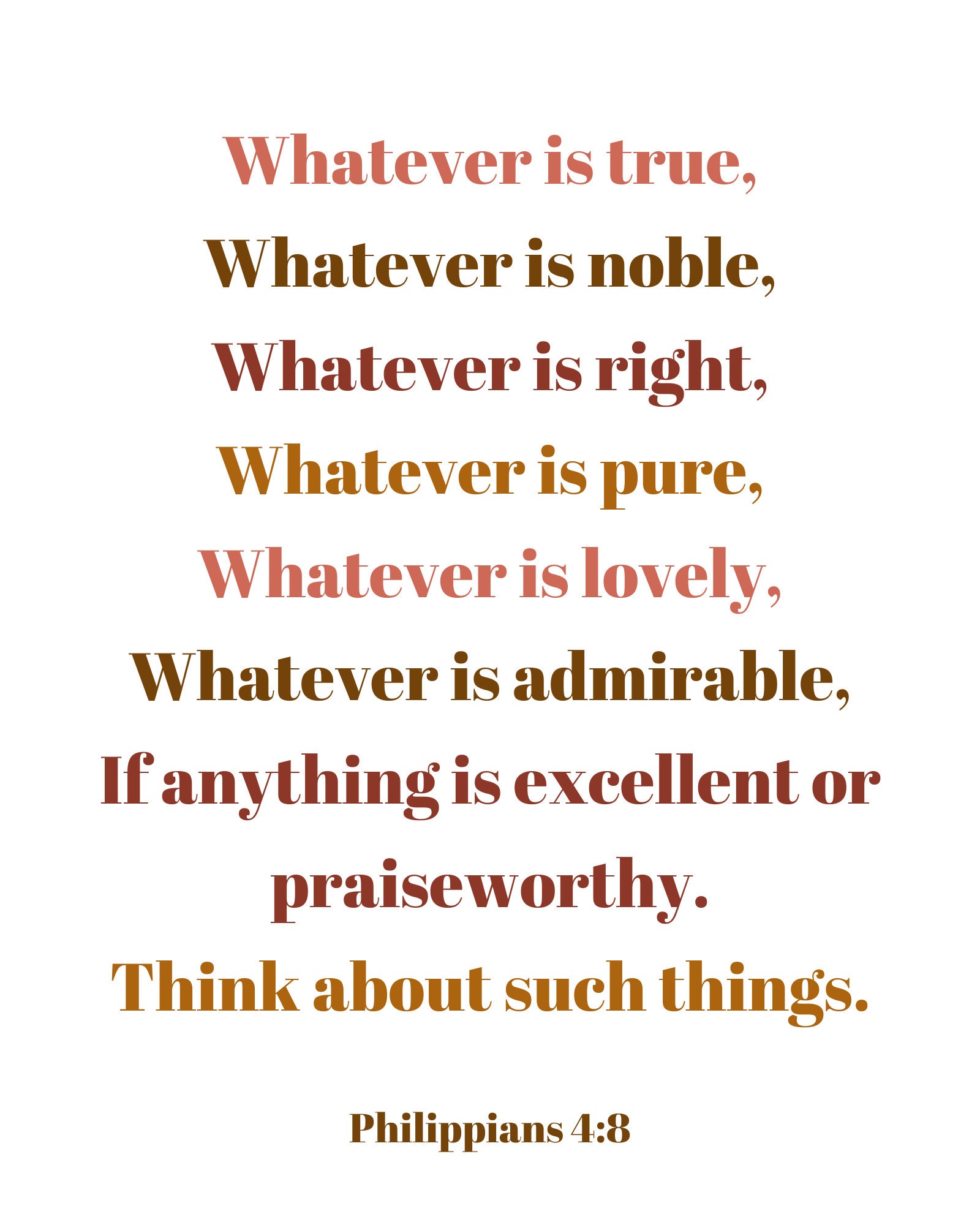 Whatever is True Honorable Right Pure Lovely Art Print Philippians 4:8 ...