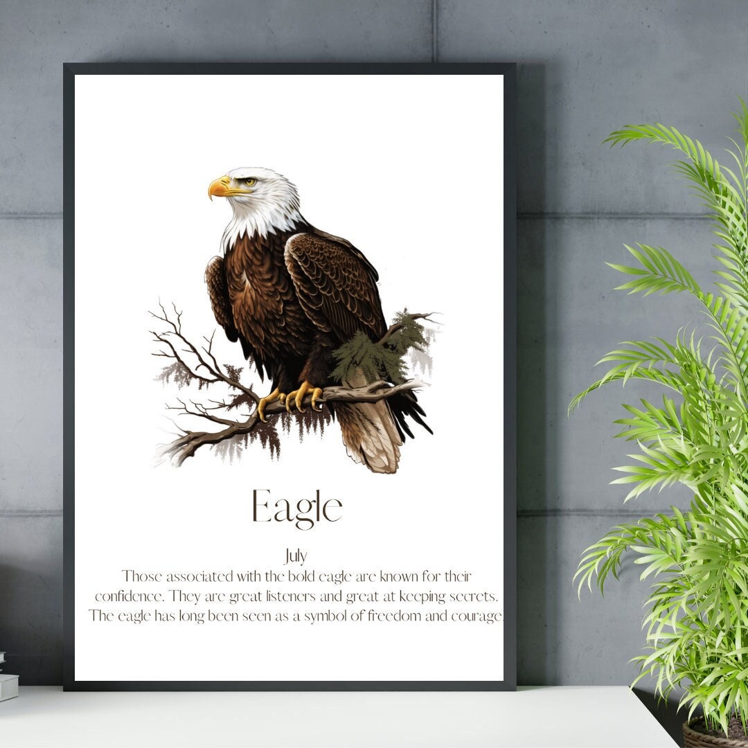 July Bird Art Print Eagle Bird Month Print Birth Month Bird Art Bird ...