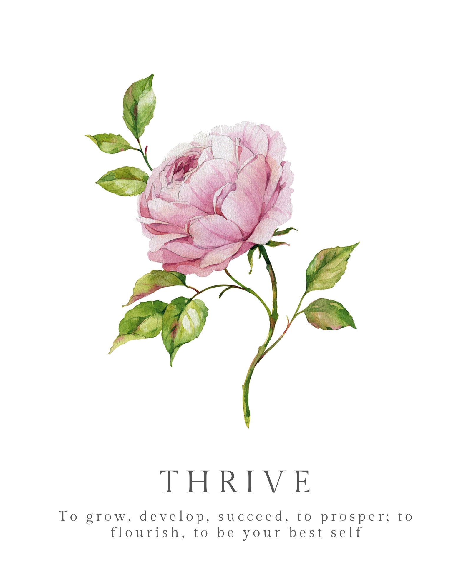 Pink Rose Thrive Art Print Thrive Wall Decor Thrive Print Thrive Wall ...