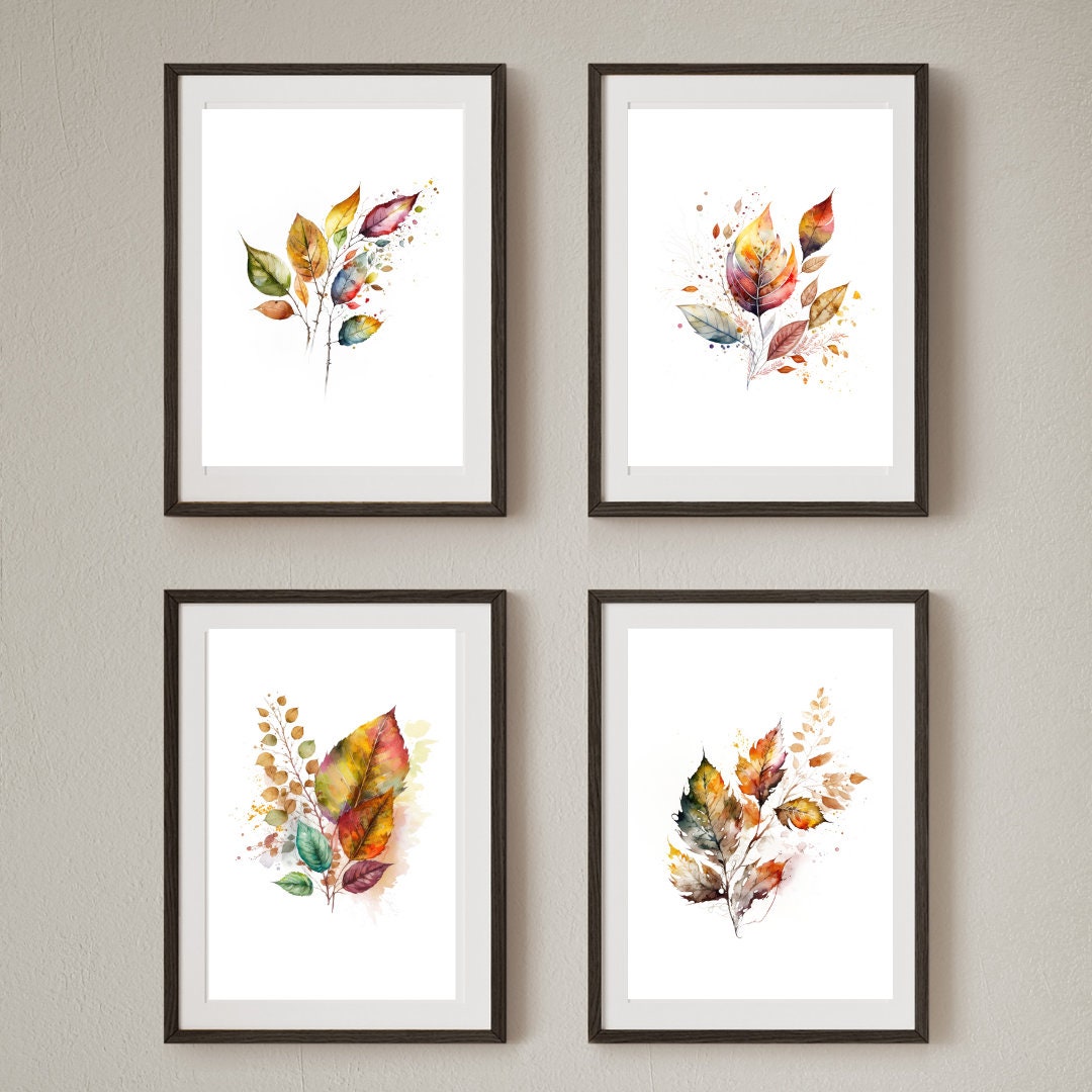 Fall Foliage Art Prints Set of 4 Prints 8 X 10 Inch Watercolor Fall ...