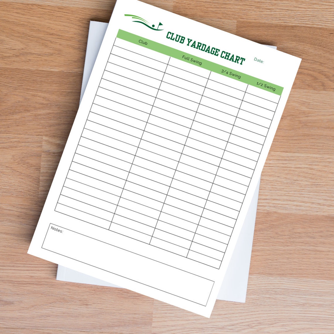 Golf Yardage Chart Golf Club Yardage Tracking Chart for Golfers New ...