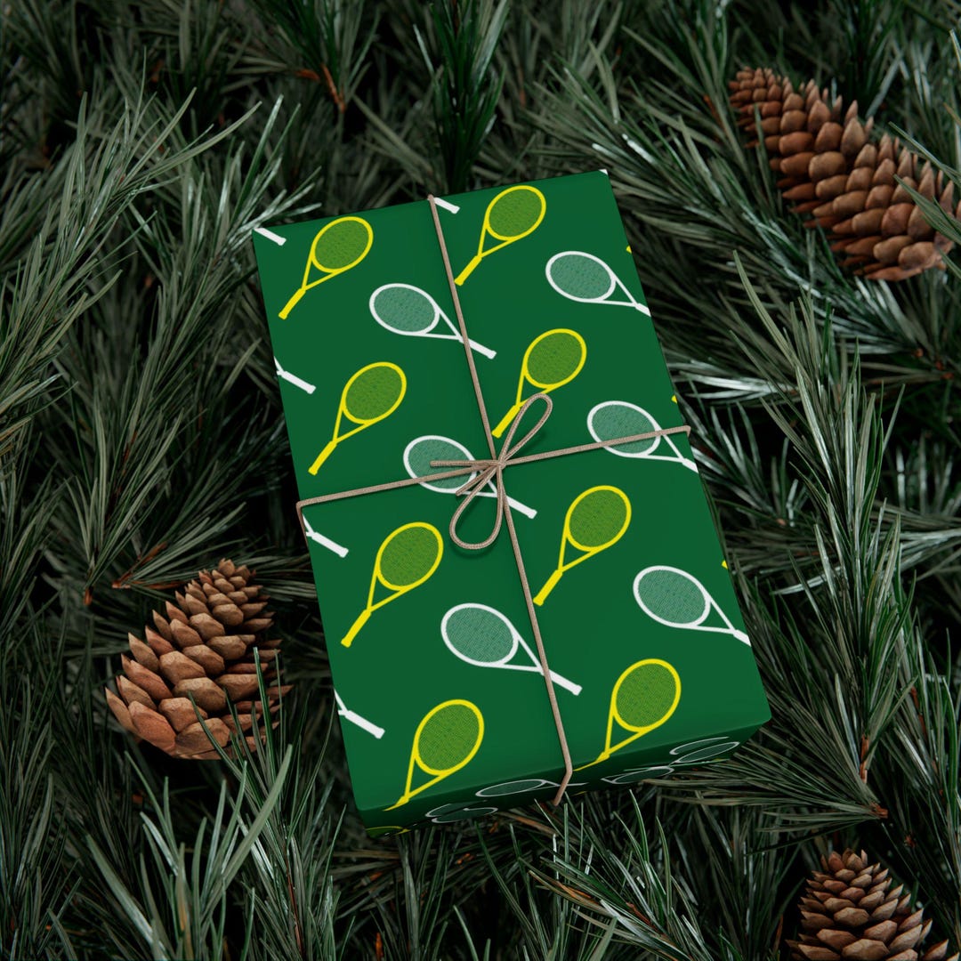 Green Tennis Wrapping Paper | Tennis Lover Gift Wrap | Tennis Birthday ...