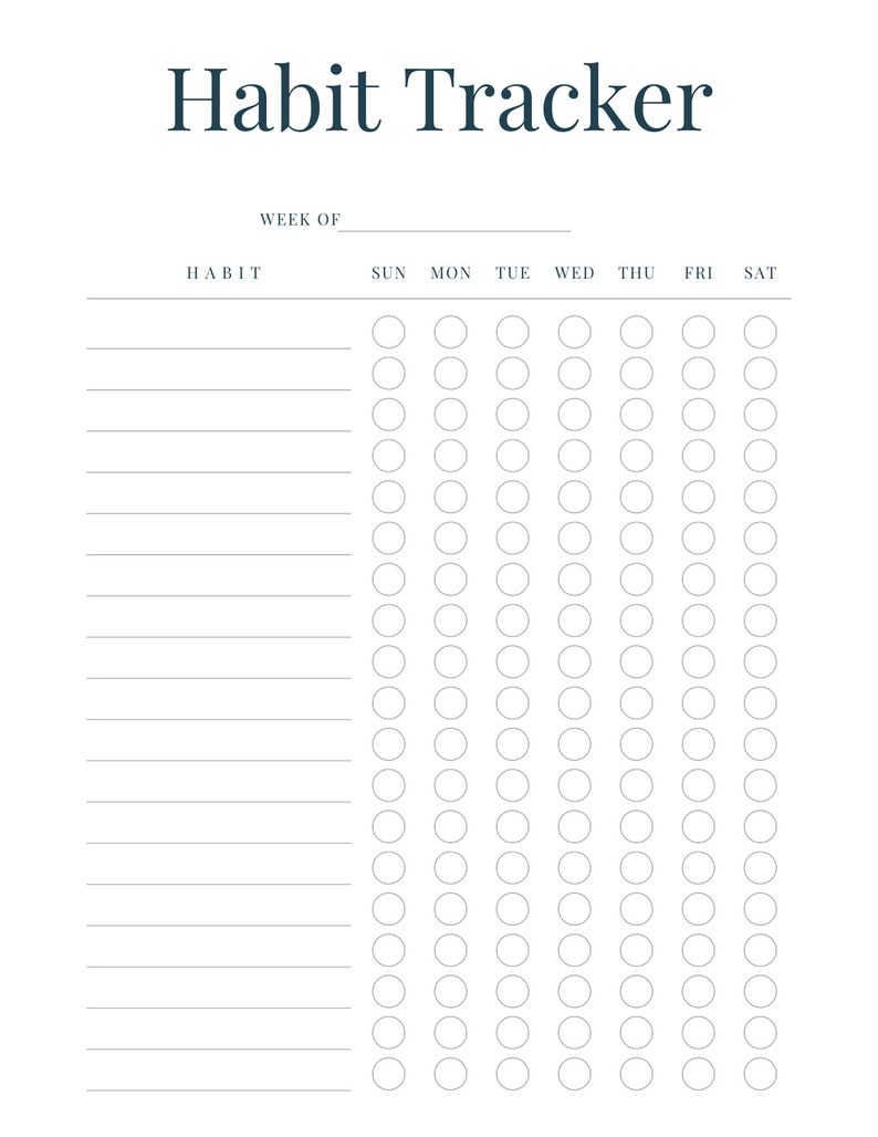 Habit Tracker Digital Printable Track Habits Print Track of Habits ...