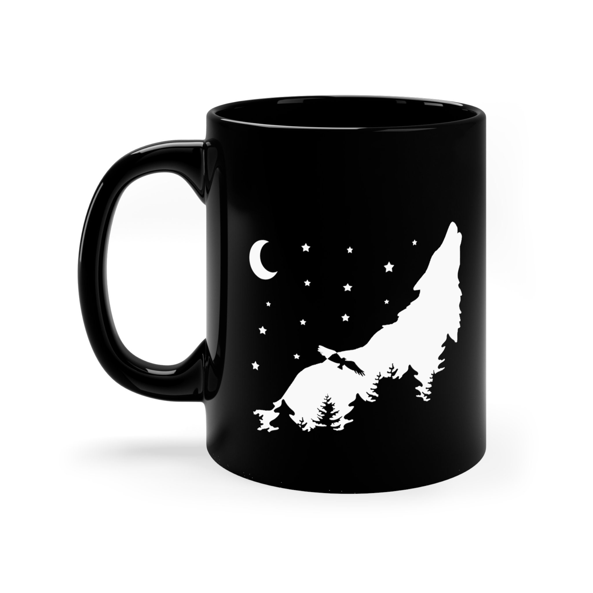 Wolf Howling at Moon, Wolf Mug, Wolf Coffee Cup, Wolf Gifts for Men ...