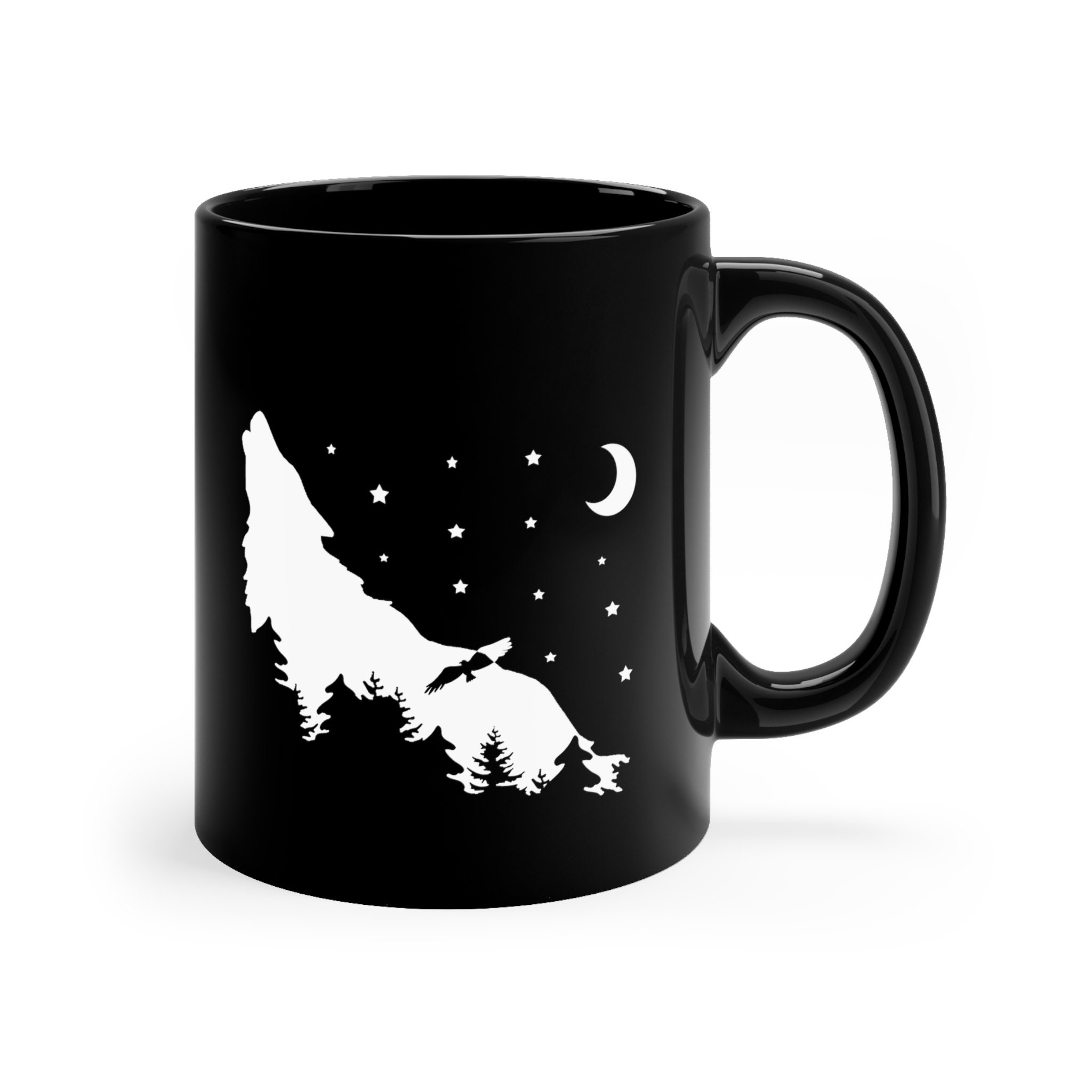 Wolf Howling at Moon, Wolf Mug, Wolf Coffee Cup, Wolf Gifts for Men ...