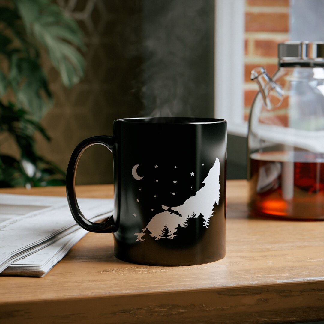 Wolf Howling at Moon, Wolf Mug, Wolf Coffee Cup, Wolf Gifts for Men ...