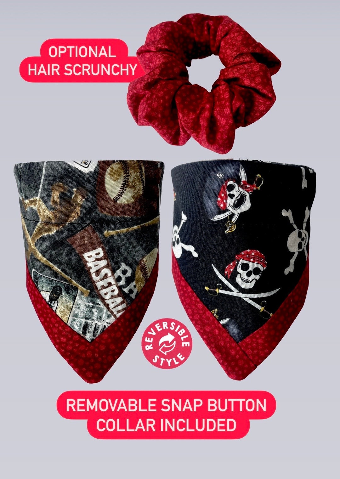 Reversible Snap on Dog Bandana, Baseball /pirates Hand Made. Dog Apron ...