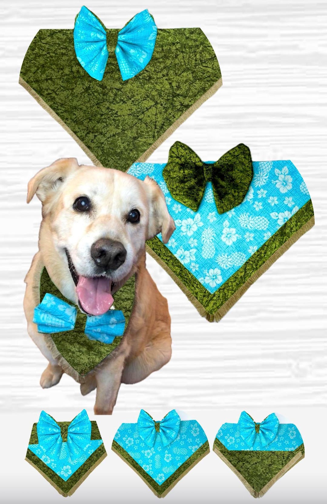 Hawaiian Dog Costume Bandana: Aloha Pet Scarf With Bow Tie - Etsy