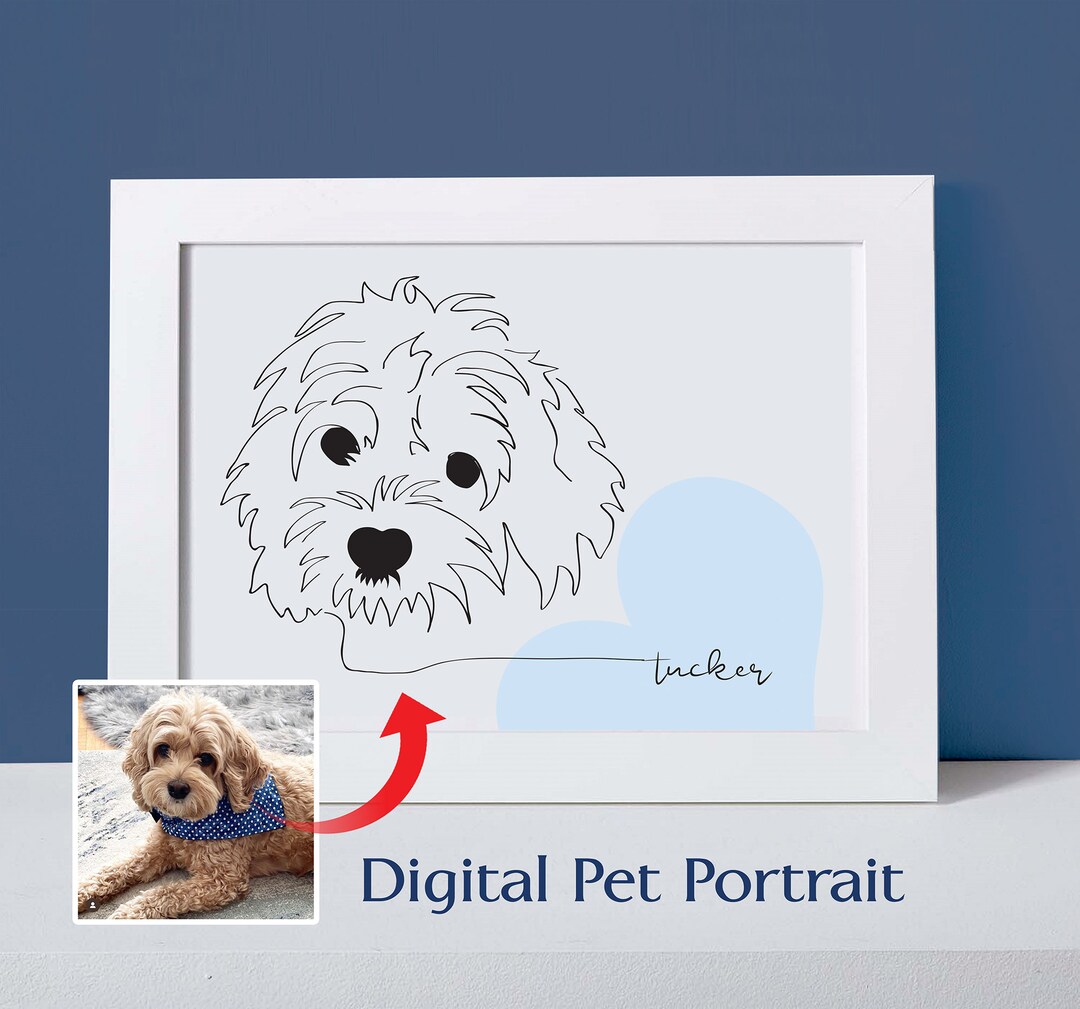 Custom Line Digital Drawing Portrait Logo , Custom Dog Portrait, Pet ...