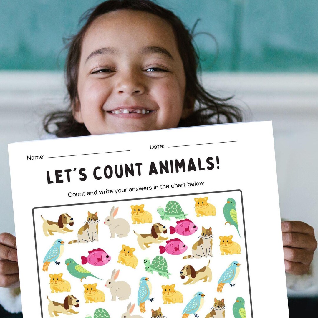 Let's Count Animals Worksheet - Etsy