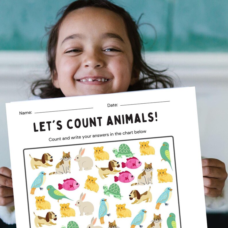 Let's Count Animals Worksheet - Etsy