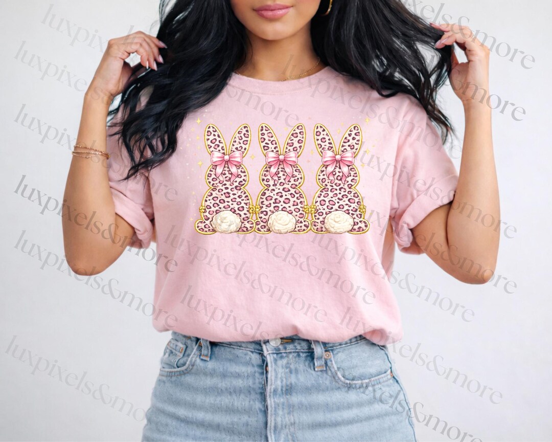 Neutral Easter Bunny PNG, Leopard Bunny Trio, Boutique Sublimation, DTF ...