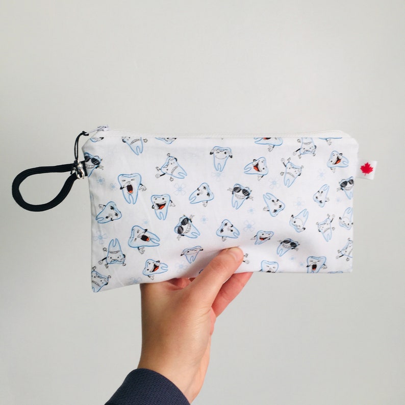 Cartoon Teeth Zipper Pouch: Dental Gift, Cosmetic Bag, Handmade in ...