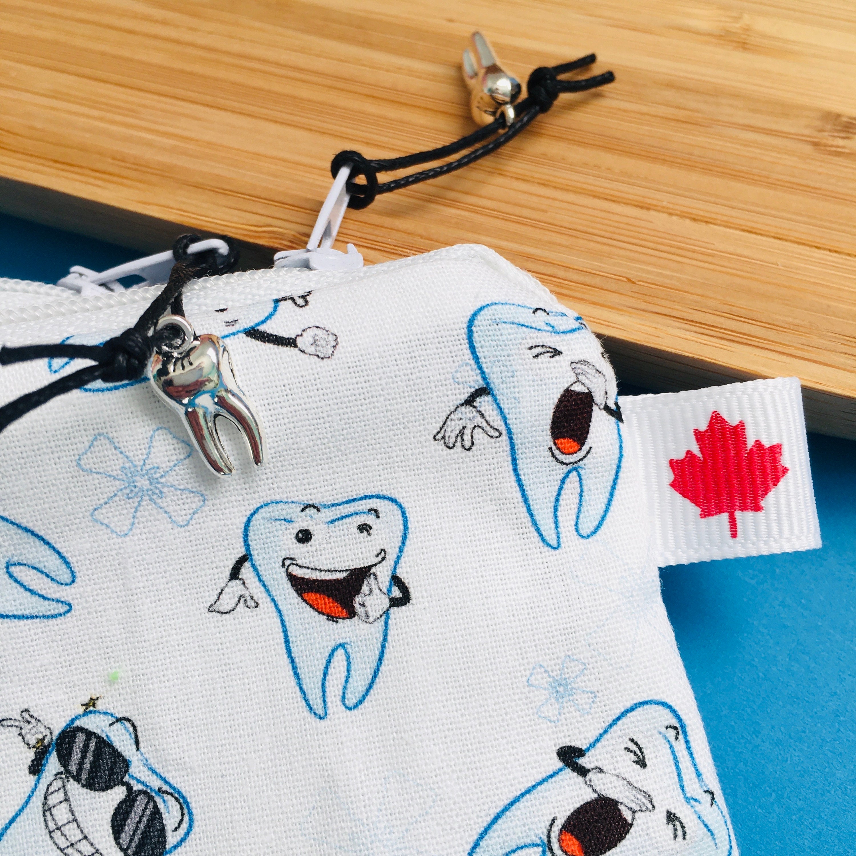 Cartoon Teeth Zipper Pouch: Dental Gift, Cosmetic Bag, Handmade in ...