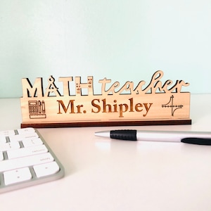 Math Teacher Desk Plaque for Classroom Decor for Math Teacher Name Sign ...