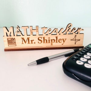 Math Teacher Desk Plaque for Classroom Decor for Math Teacher Name Sign ...
