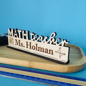 Math Teacher Desk Plaque for Classroom Decor for Math Teacher Name Sign ...