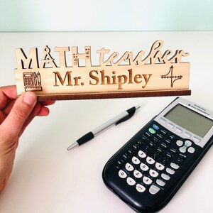 Math Teacher Desk Plaque for Classroom Decor for Math Teacher Name Sign ...