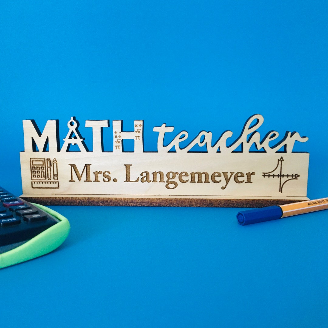 Math Teacher Desk Sign Math Teachegift for Him Math Teacher Name Sign ...