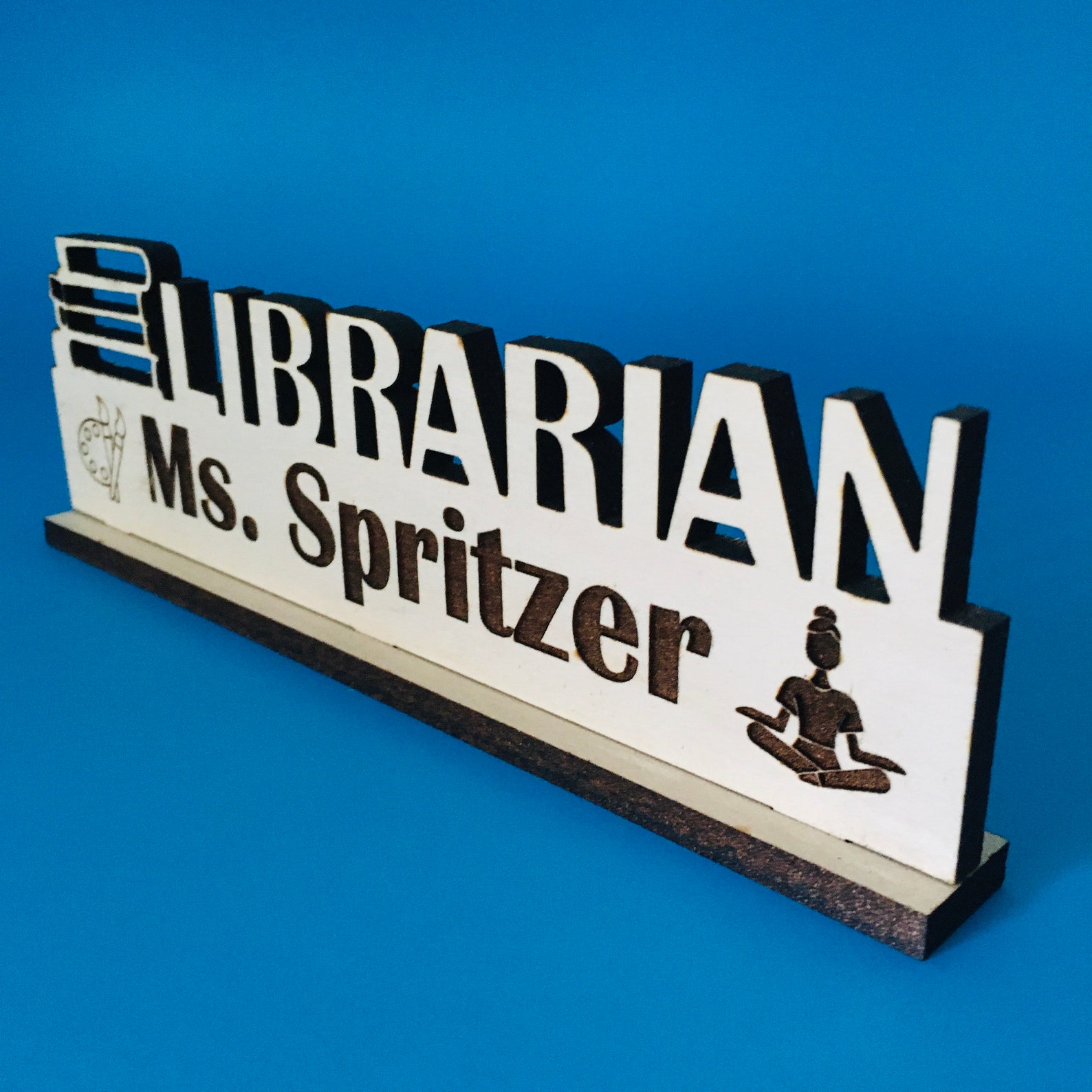 Librarian Name Sign for Desk Stationary for Book Lovers Library Teacher ...