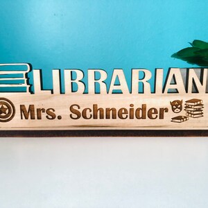 Librarian Name Sign for Desk Stationary for Book Lovers Library Teacher ...