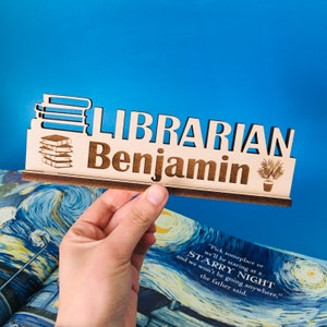 Librarian Name Sign for Desk Stationary for Book Lovers Library Teacher ...