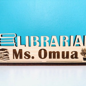 Librarian Name Sign for Desk Stationary for Book Lovers Library Teacher ...