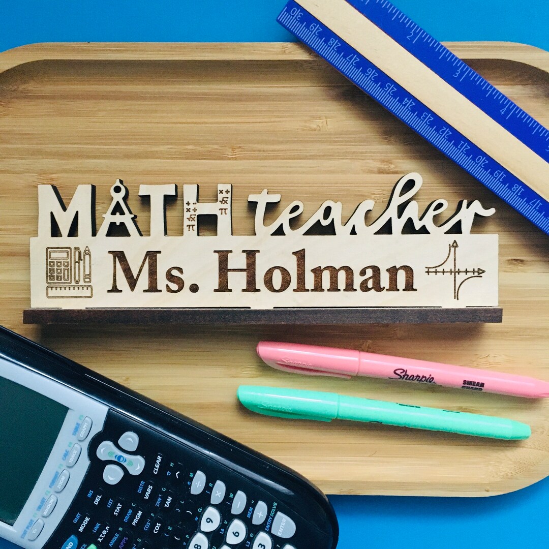 Math Teacher Desk Plaque for Classroom Decor for Math Teacher Name Sign ...