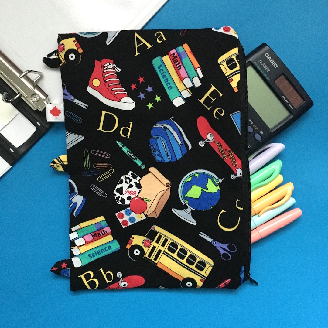 Binder Pouch School Icon Print, Student Organizer, Teacher Pouch, - Etsy