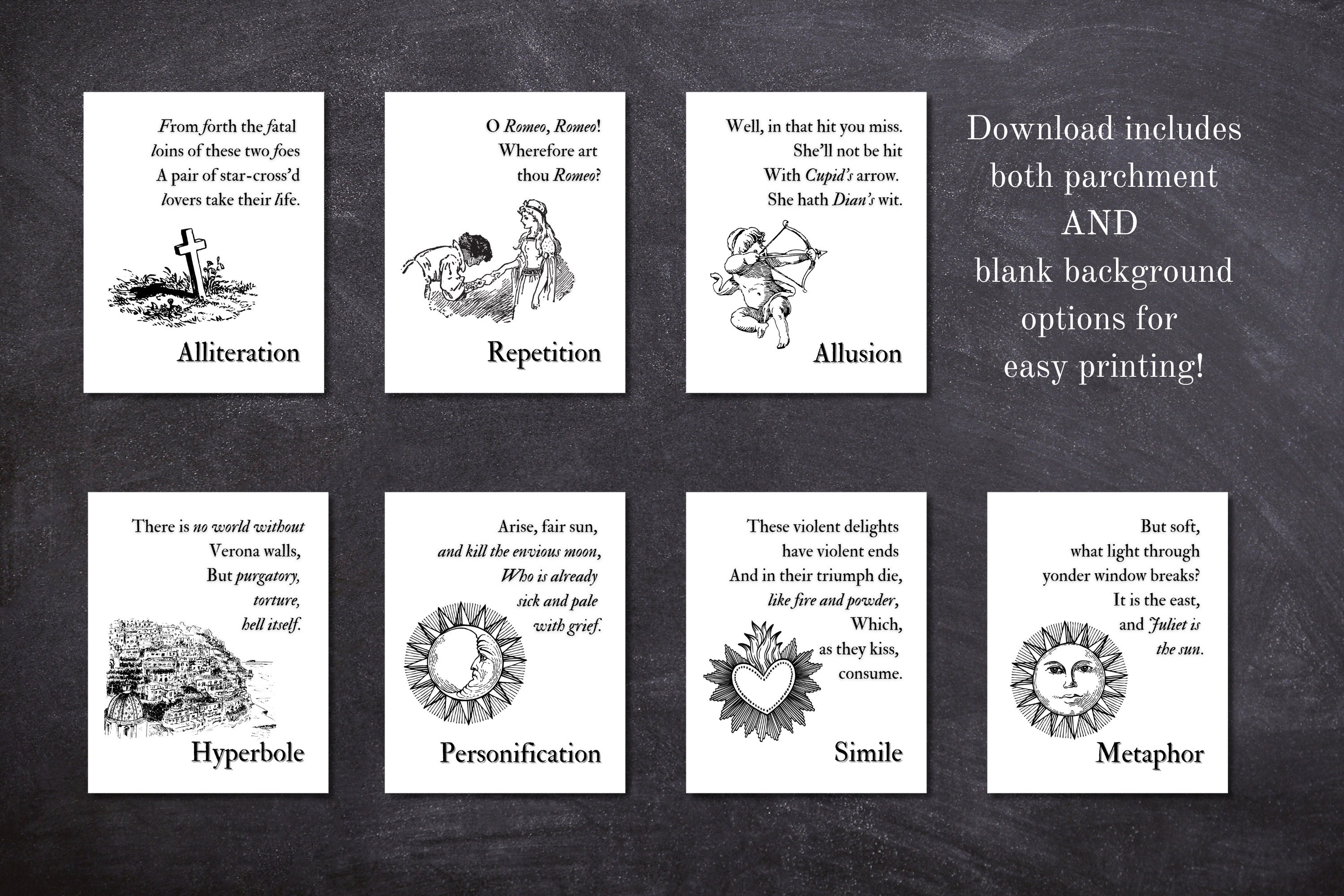 Romeo and Juliet Figurative Language Posters: High School English ...