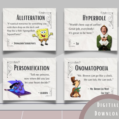 Literary Devices Posters Figurative Language Set English - Etsy