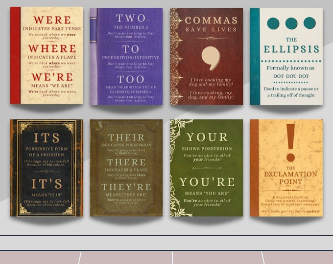 Funny Grammar Posters; English Literature Classroom Prints; Educational ...