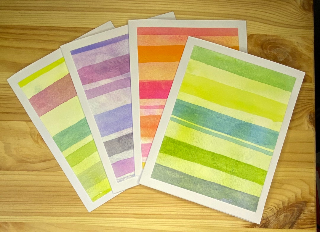 Set of 4 Hand Painted Beach Towel Cards Blank Greeting Card - Etsy
